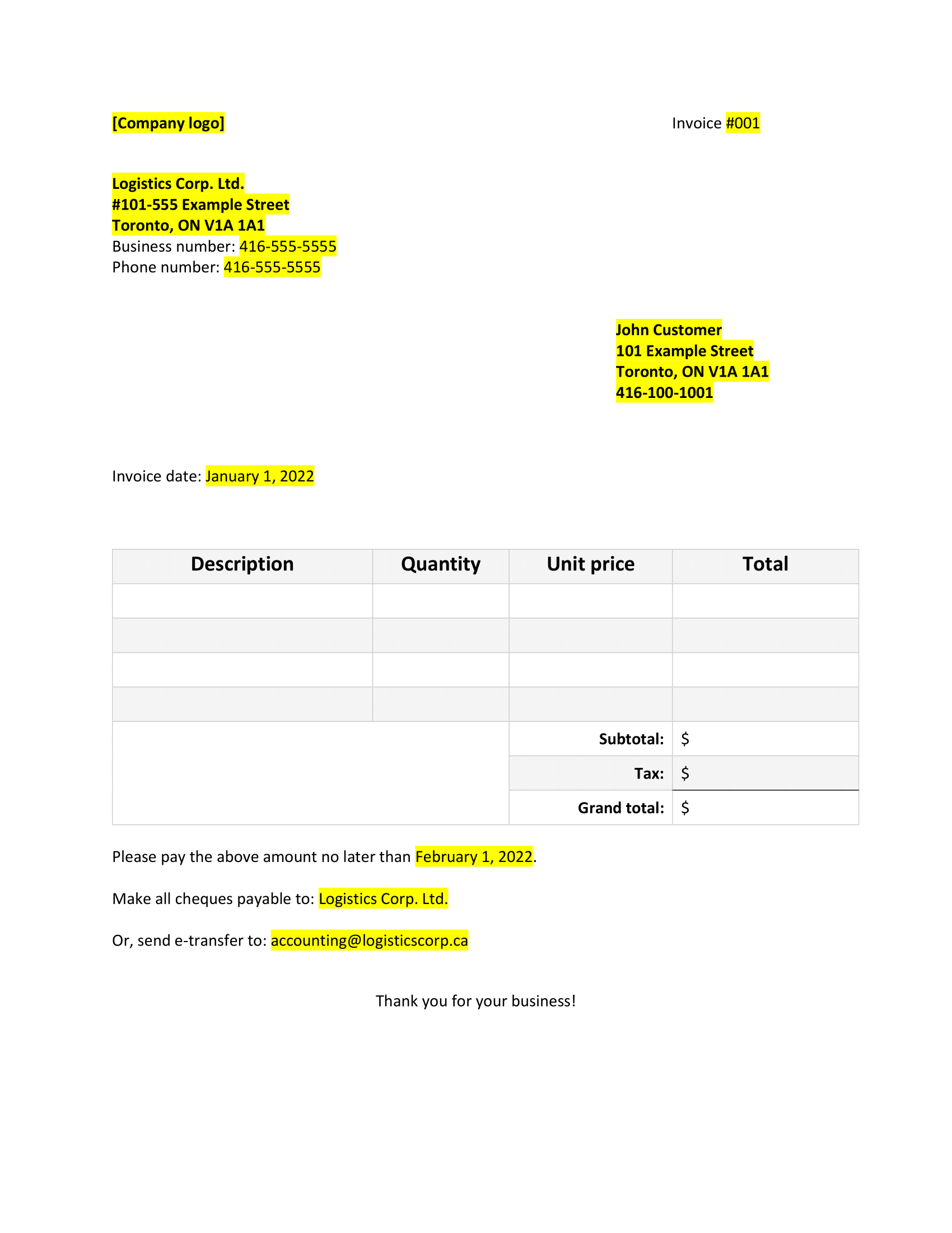 Invoice Free Template Guide Square One