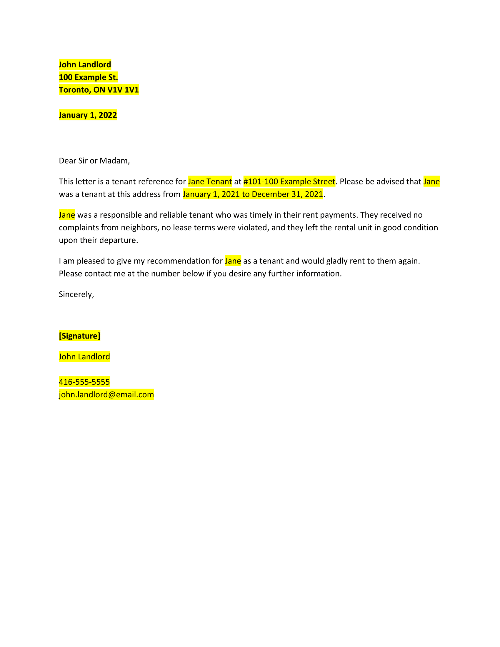 Landlord Reference Templates 11 Free Word Excel PDF Formats 